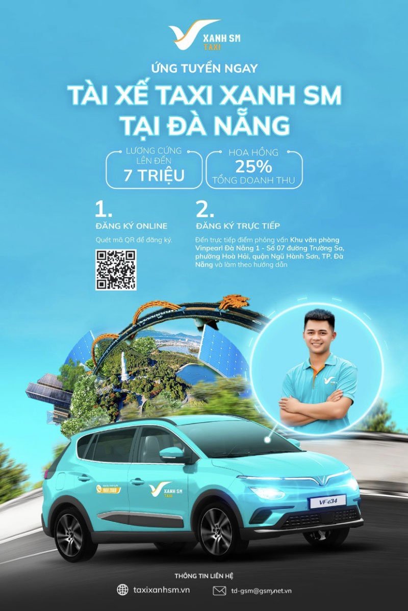 Hướng dẫn đăng ký ứng tuyển tài xế Taxi Xanh SM tại Đà Nẵng